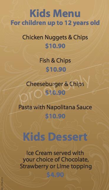 Menu at British Hotel pub & bar, North Adelaide