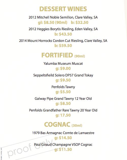 Menu at British Hotel pub & bar, North Adelaide