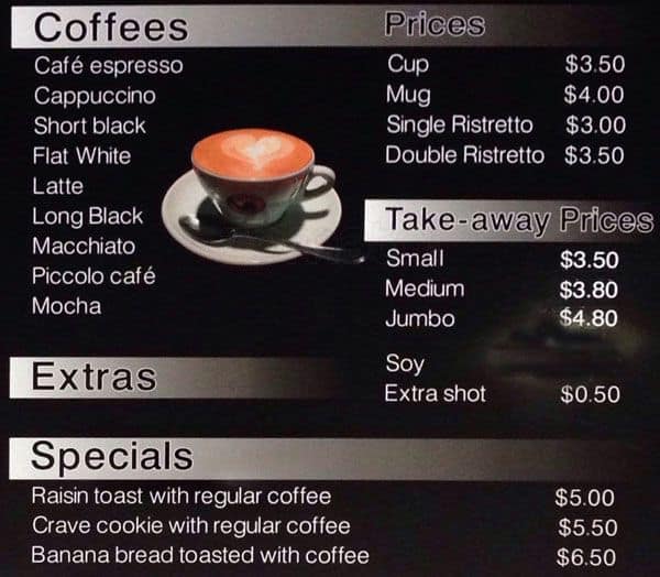 Menu at Kaldi Cafe, Auburn