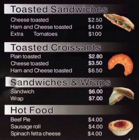 Menu at Kaldi Cafe, Auburn