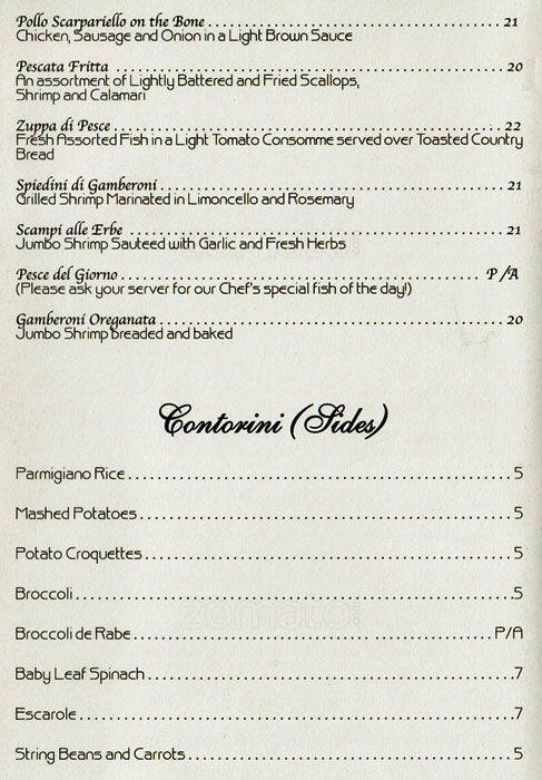 Menu at Trattoria 35 pizzeria, New York City