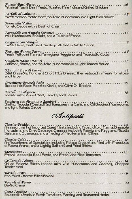 Menu at Trattoria 35 pizzeria, New York City