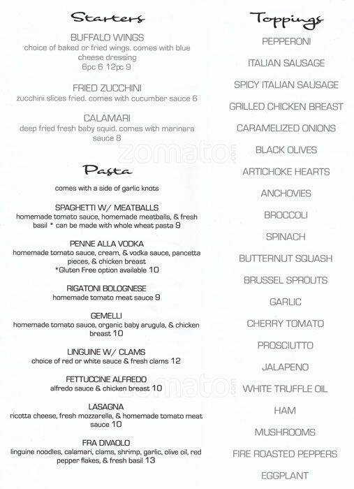 Menu at Lean Crust Pizza pizzeria, New York City, 737 Fulton St