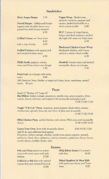 Menu at Library Annex Restaurant, St. Louis