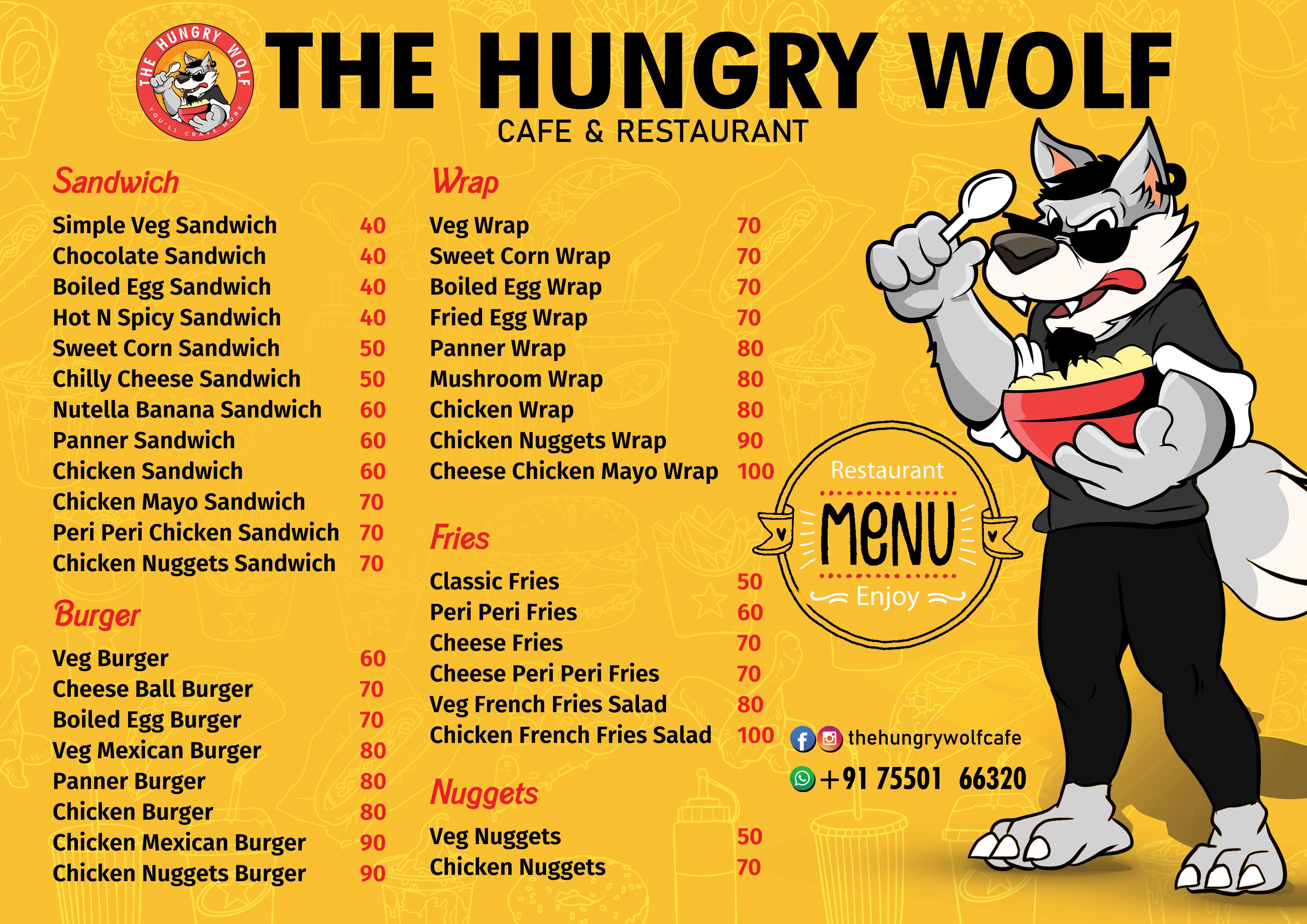 Menu of The Hungry Wolf, Pallavaram, Chennai