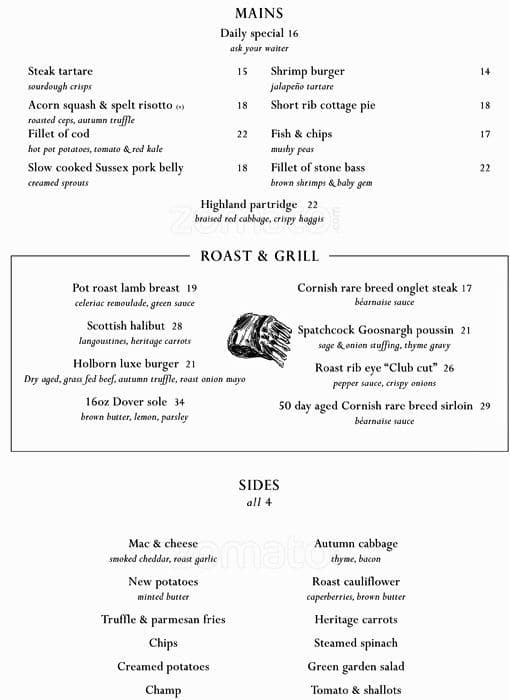 Menu at The Gin Bar, London