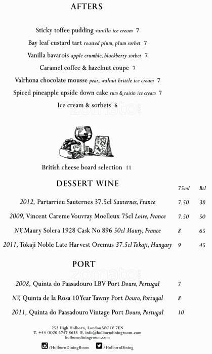 Menu at The Gin Bar, London