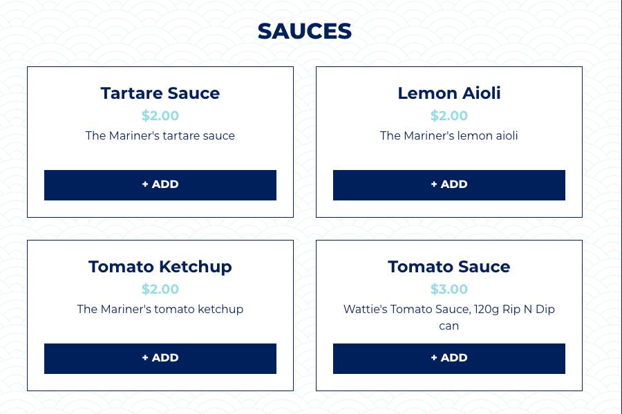 Menu at The Mariner Fish and Chips fast food, Auckland