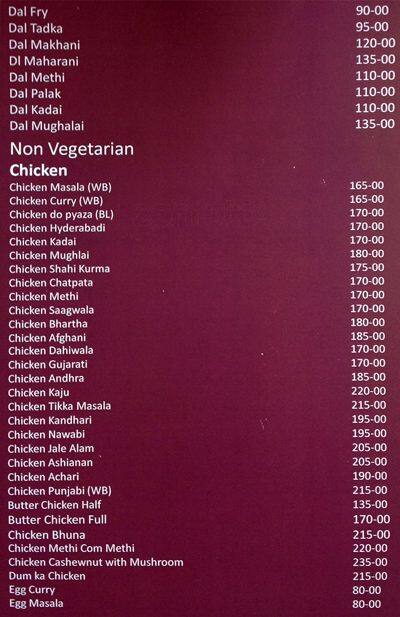 Menu at Piking Palace, Secunderabad