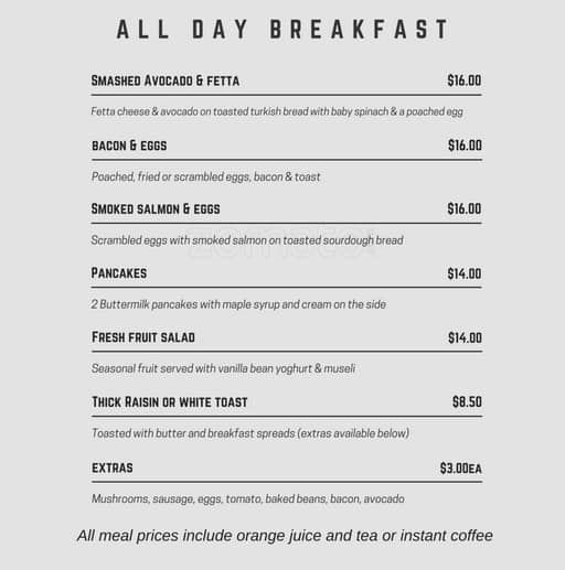 Menu at The Pear Tree Bistro cafe, Cape Jervis