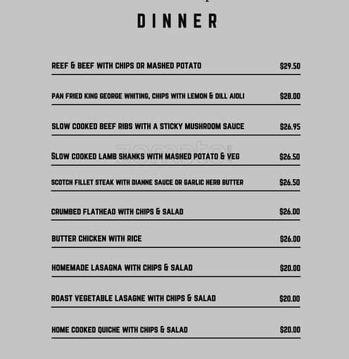 Menu at The Pear Tree Bistro cafe, Cape Jervis