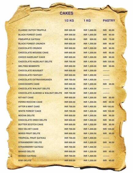 Baker's Delite Menu, Menu for Baker's Delite, Vile Parle West, Mumbai ...