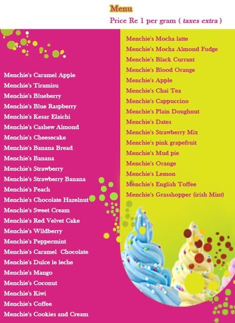 Menchie's Frozen Yogurt Menu - Zomato