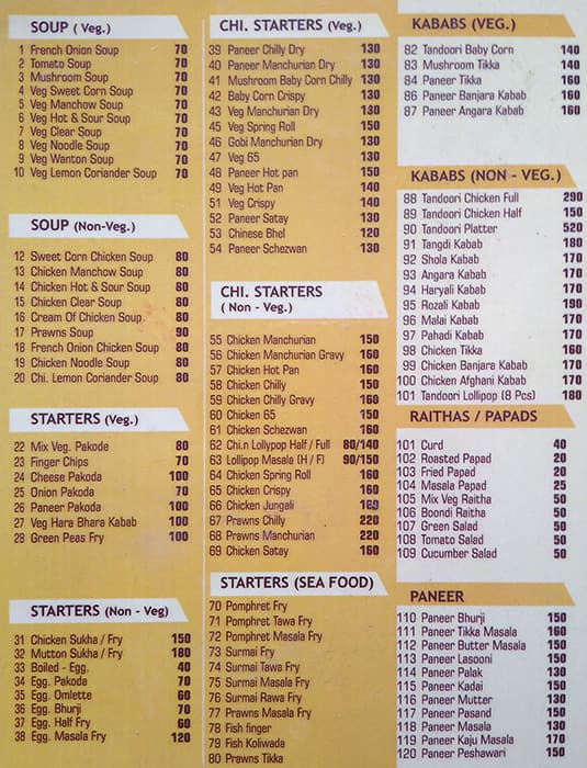 Menu of Zaffran Family Restaurant, Dhanori, Pune