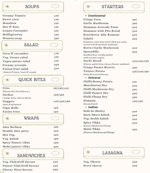 Menu of Revive Cafe, Amrapali Dream Valley, Greater Noida