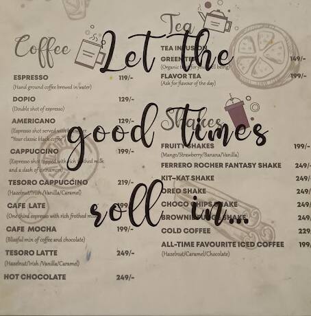 Menu of Tesoro Cafe & Event Place, Bodakdev, Ahmedabad