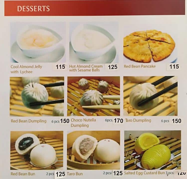 Menu at Shi Lin Binondo restaurant, Manila, Lucky Chinatown Mall