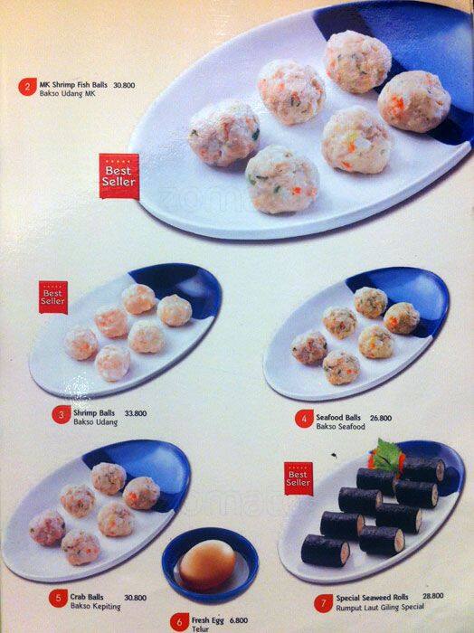 Menu at MK Suki restaurant, Central Jakarta, Grand Indonesia Shopping ...