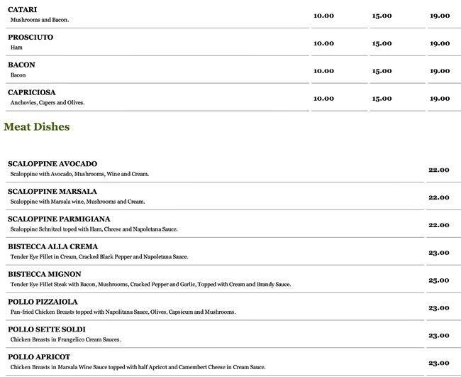 Menu at Da Sette Soldi pizzeria, Calamvale, Beaudesert Rd