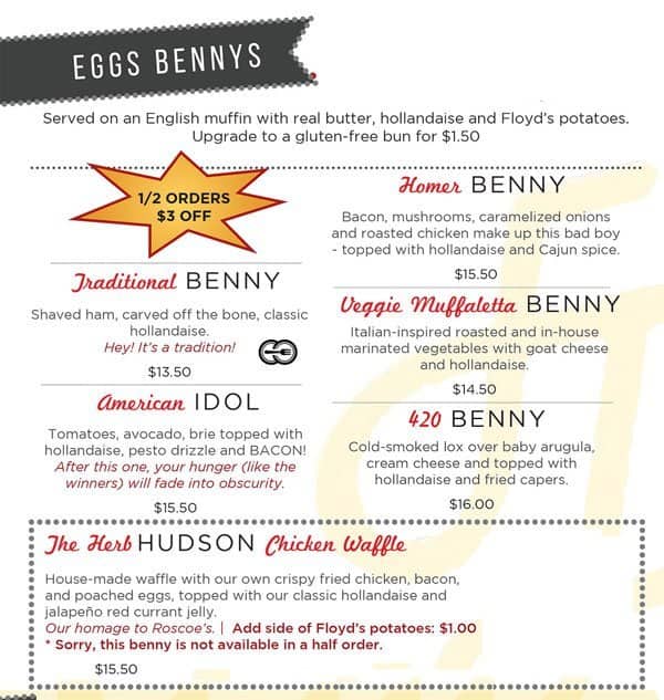 Menu at Floyd's Diner restaurant, Langford