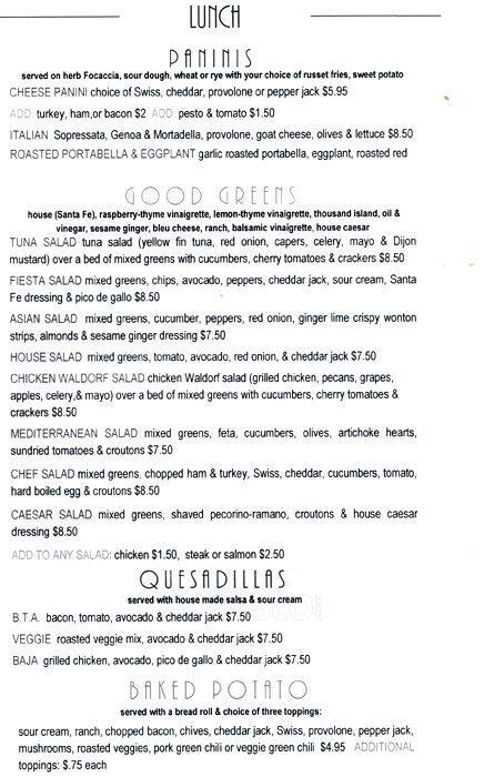Menu at Off Campus Cafe, Lafayette