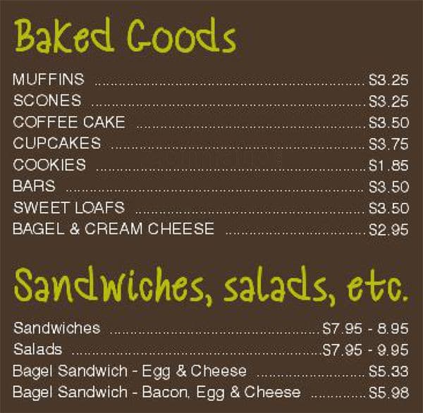 Menu at Happy Cakes Cafe, Denver