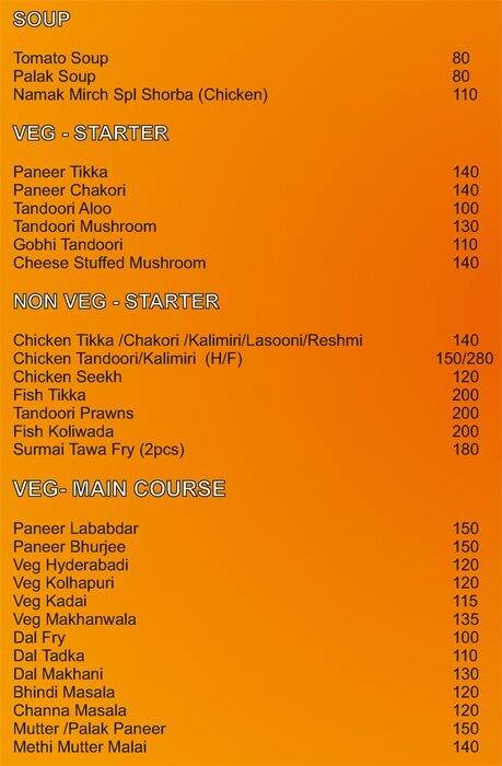 Namak Mirchi Menu, Menu for Namak Mirchi, Goregaon East, Mumbai - Zomato