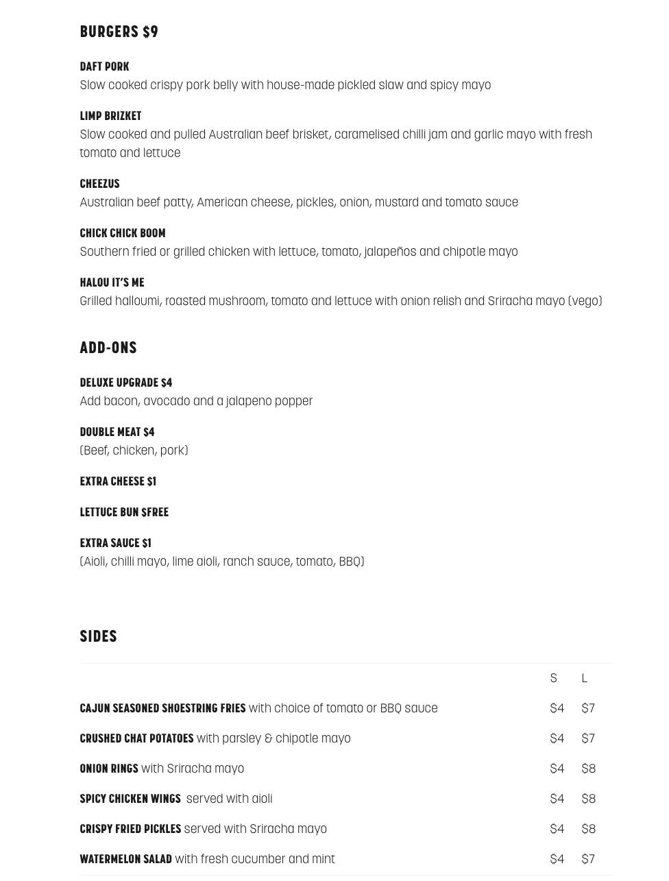 Menu at UNSW Roundhouse pub & bar, Kensington