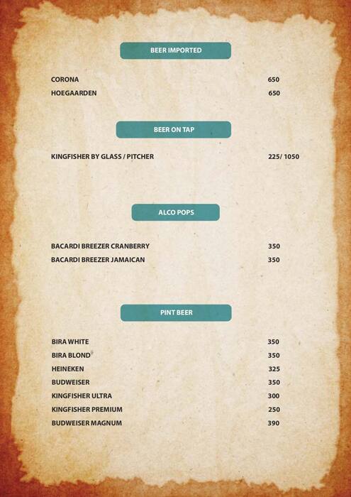 Menu at 18th Century Rooftop Restro And Bar, Mumbai
