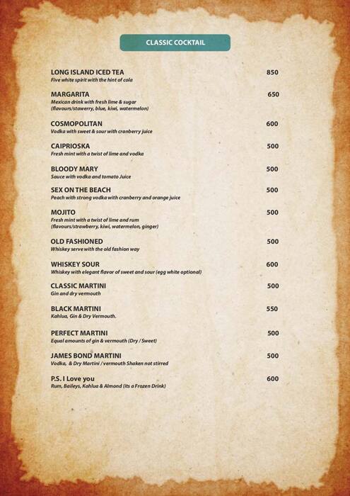 Menu at 18th Century Rooftop Restro And Bar, Mumbai