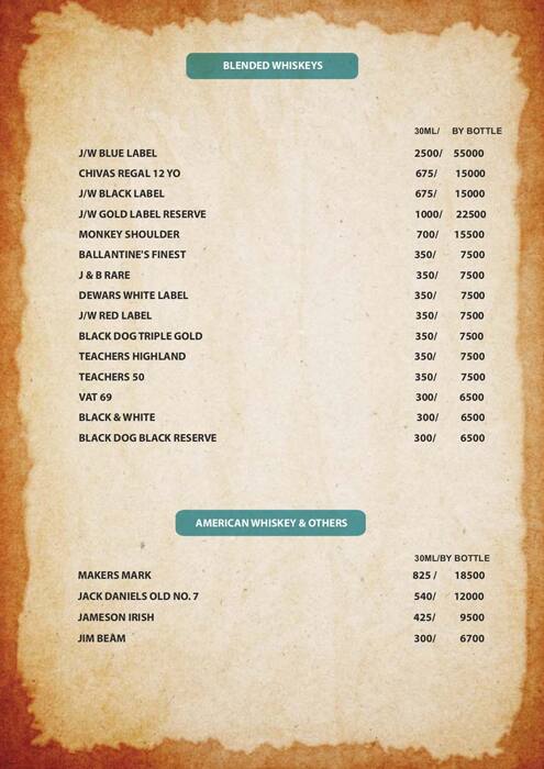 Menu at 18th Century Rooftop Restro And Bar, Mumbai