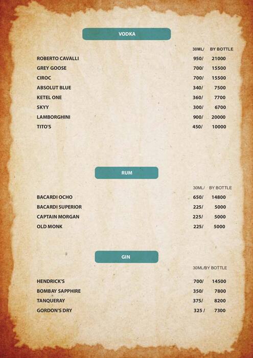 Menu at 18th Century Rooftop Restro And Bar, Mumbai