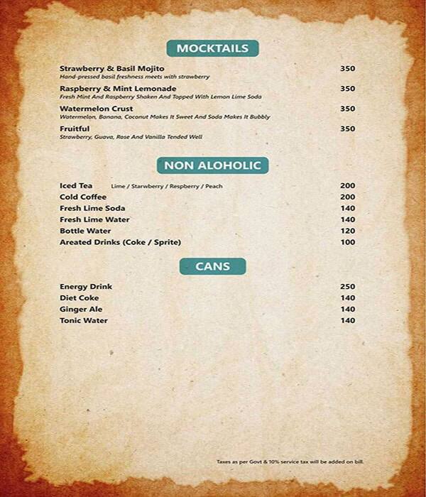 Menu at 18th Century Rooftop Restro And Bar, Mumbai