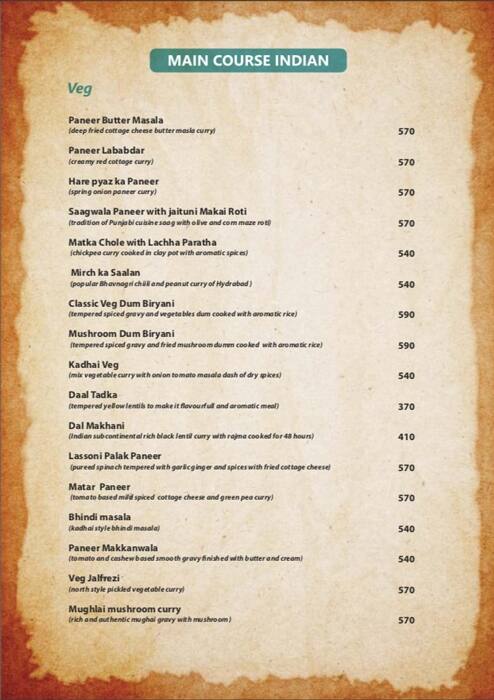 Menu at 18th Century Rooftop Restro And Bar, Mumbai