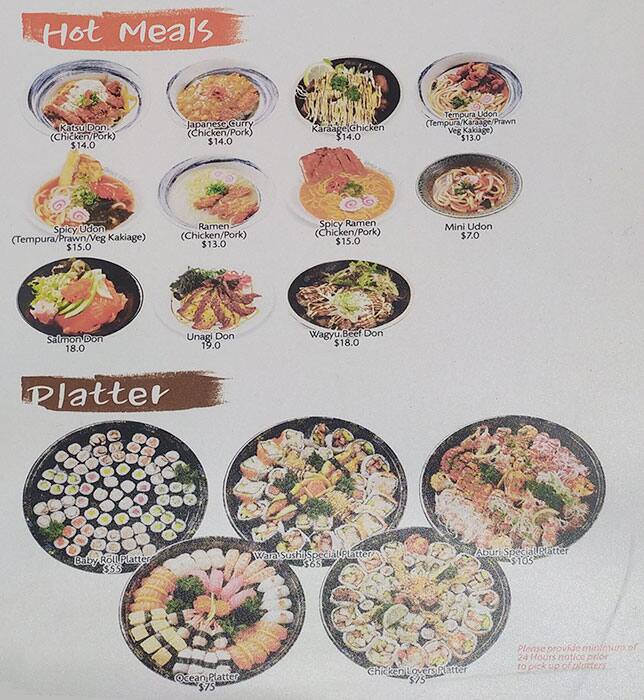 Menu at Wara Sushi restaurant, Newstead, Shop 3004/6