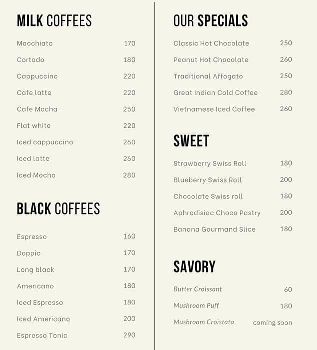 Menu of Ikviti Coffee, Sector 83, Gurgaon