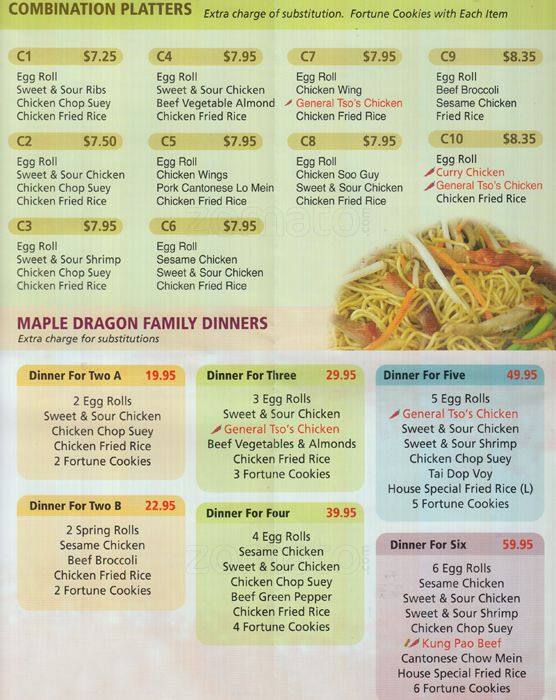 Menu at Maple Dragon Chinese Restaurant, Vaughan