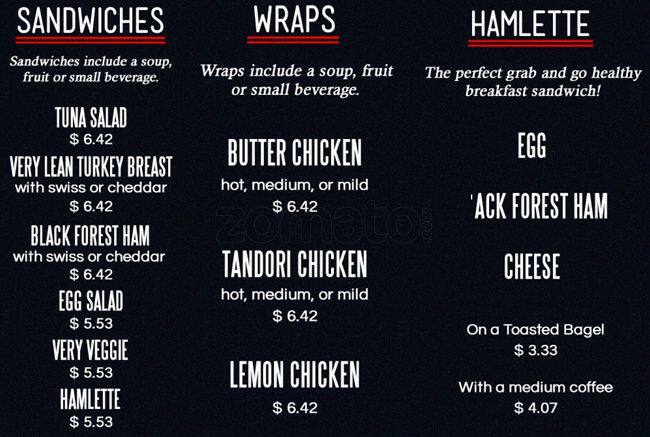 Menu at Mos Mos Coffee cafe, Toronto, 25 King St W C200