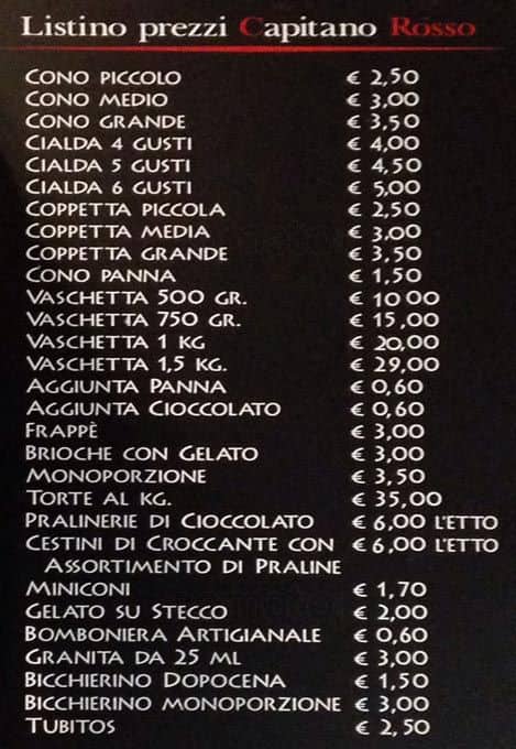 Menu da Massimo Pica self-service, Milano