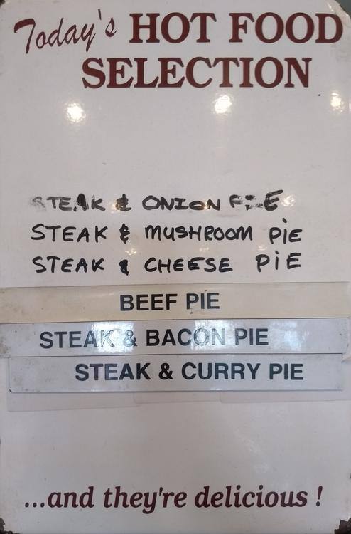 Menu at Como Bakery, Campbellfield