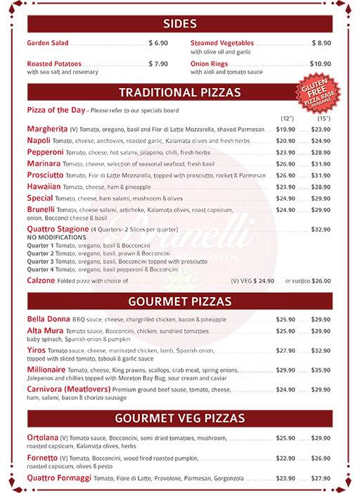 Menu at Vella Pasta West Lakes fast food, West Lakes