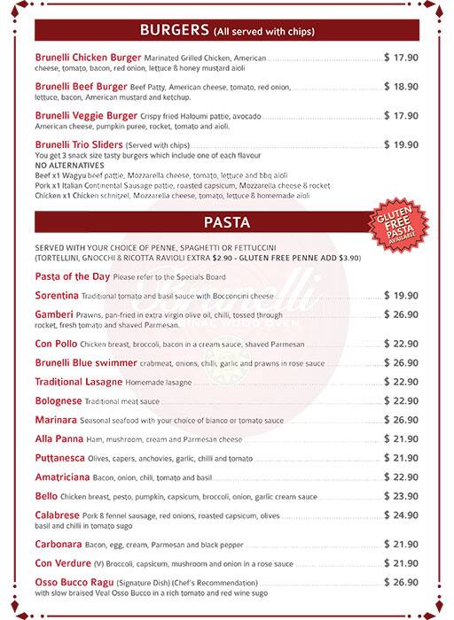 Menu at Vella Pasta West Lakes fast food, West Lakes