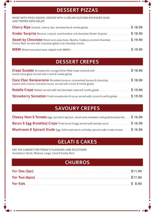 Menu at Vella Pasta West Lakes fast food, West Lakes