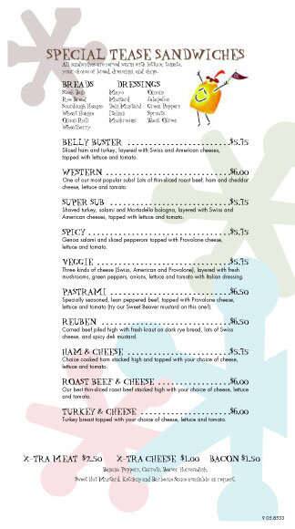 Menu at Rock-A Belly Bar & Deli, Manhattan