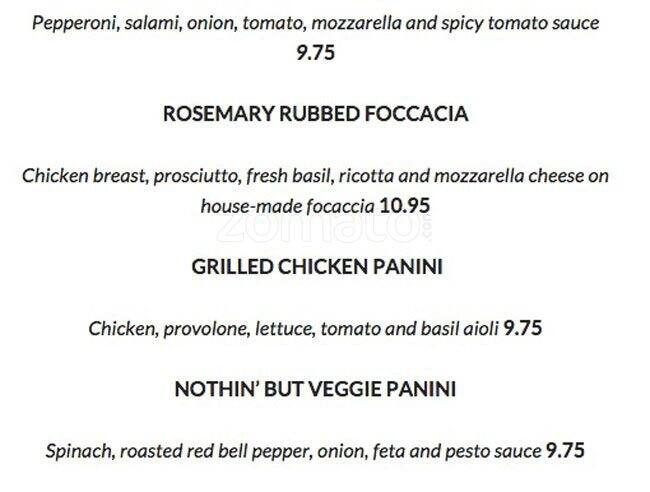 Menu at The Village Italian Restaurant, Novato