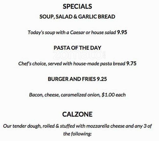 Menu at The Village Italian Restaurant, Novato