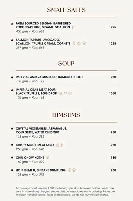 Menu of Dashanzi - JW Marriott Mumbai Juhu, Juhu, Mumbai