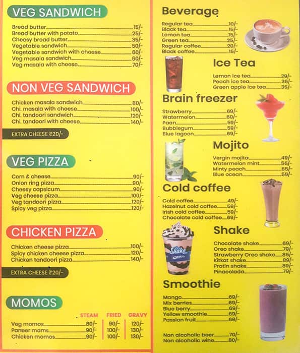 Menu at Mocktail House, Mumbai