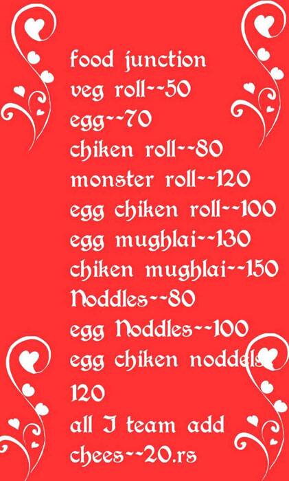 Menu of Food Junction, Gorwa, Vadodara