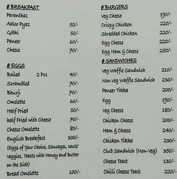 Menu at Cafe' Amigos Shimla, Shimla